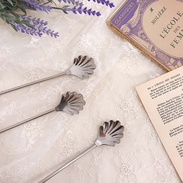 vintage shell straw spoon