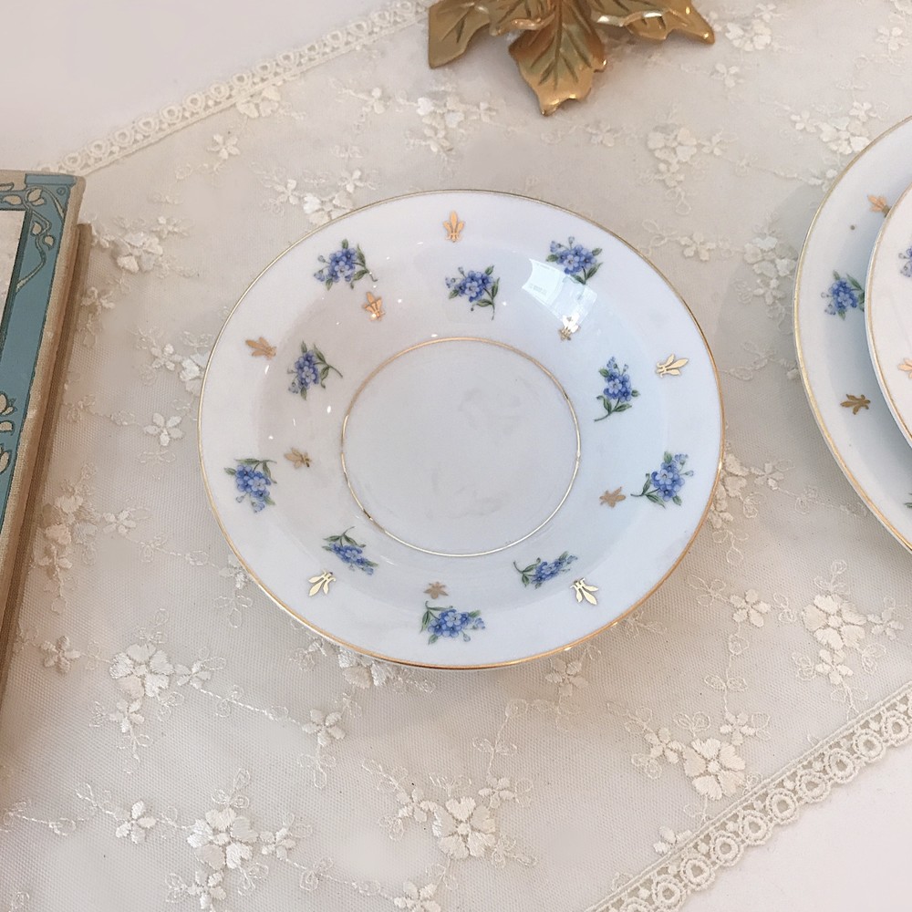vintage forget me not plates & coffee cup set