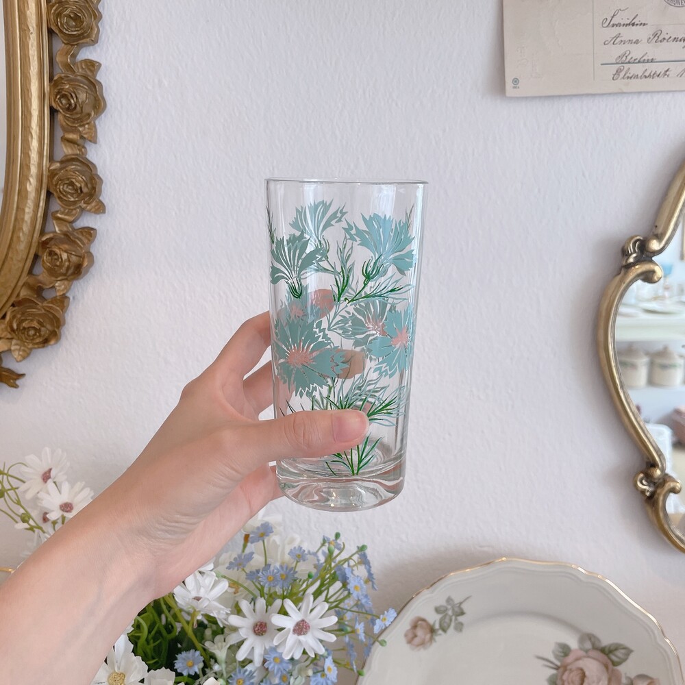 vintage blue floral glass (S/L)