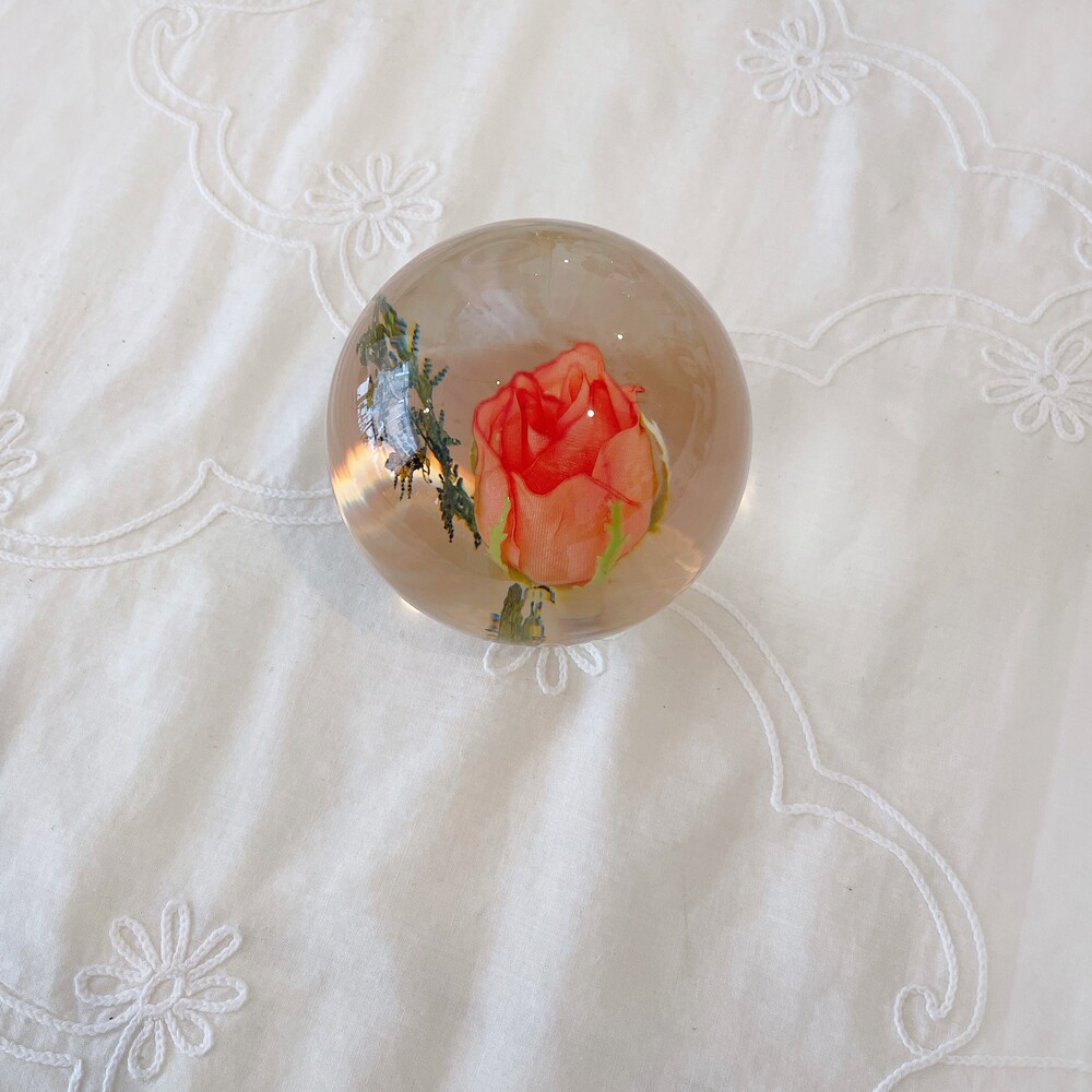 vintage rose glass paperweight (3colors)