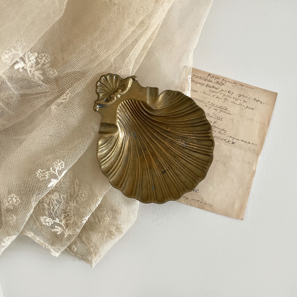 vintage brass shell tray