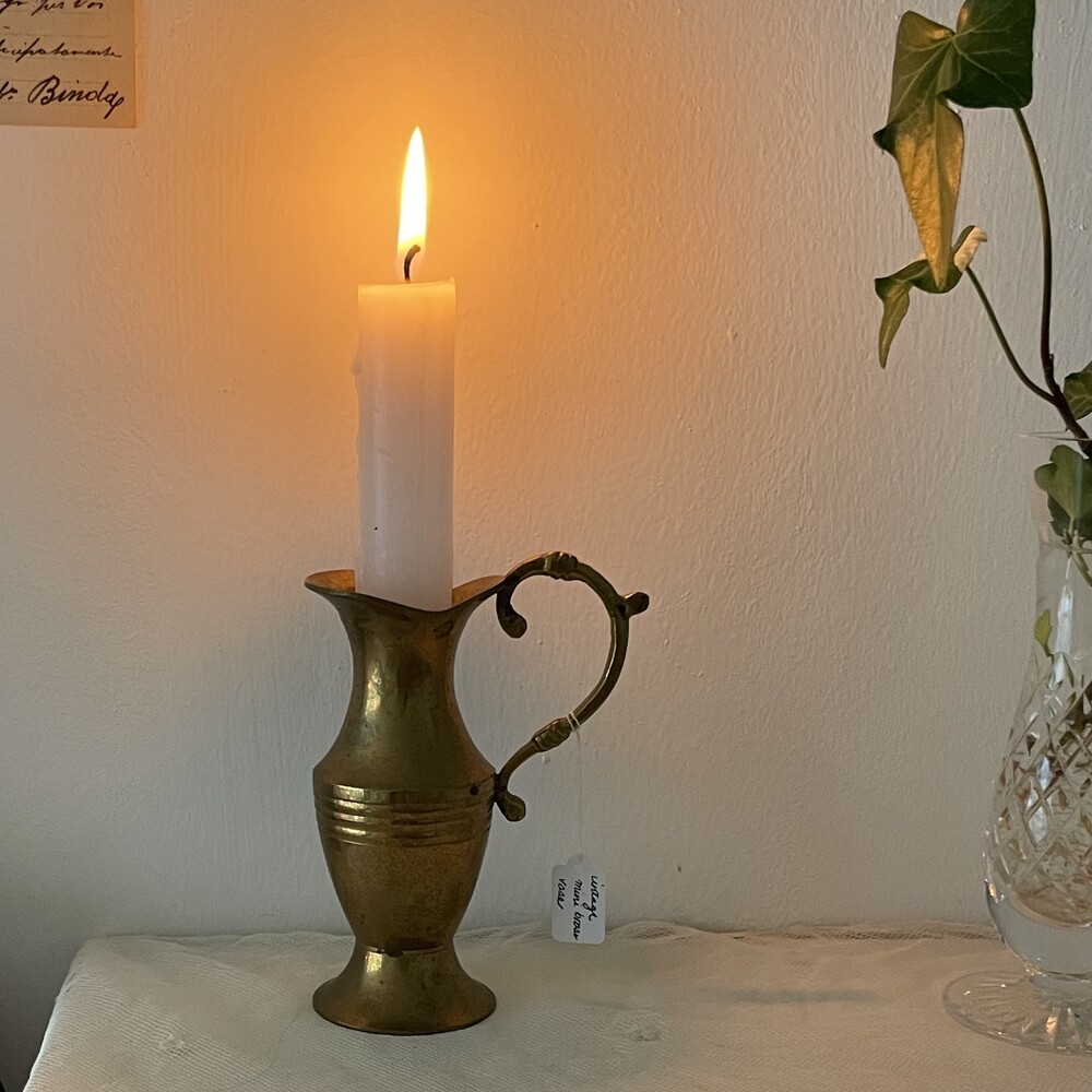 vintage brass mini pitcher/candle holder