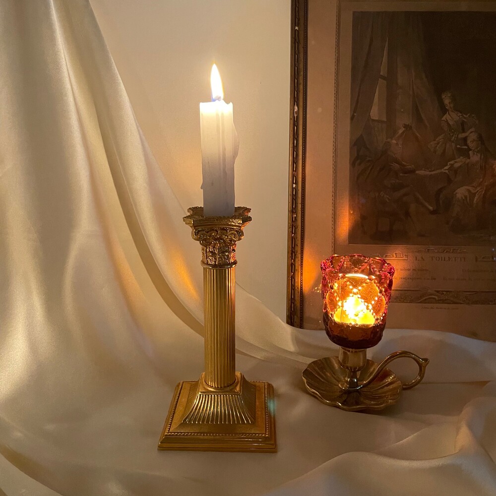 vintage victorian column candlestick, Italy