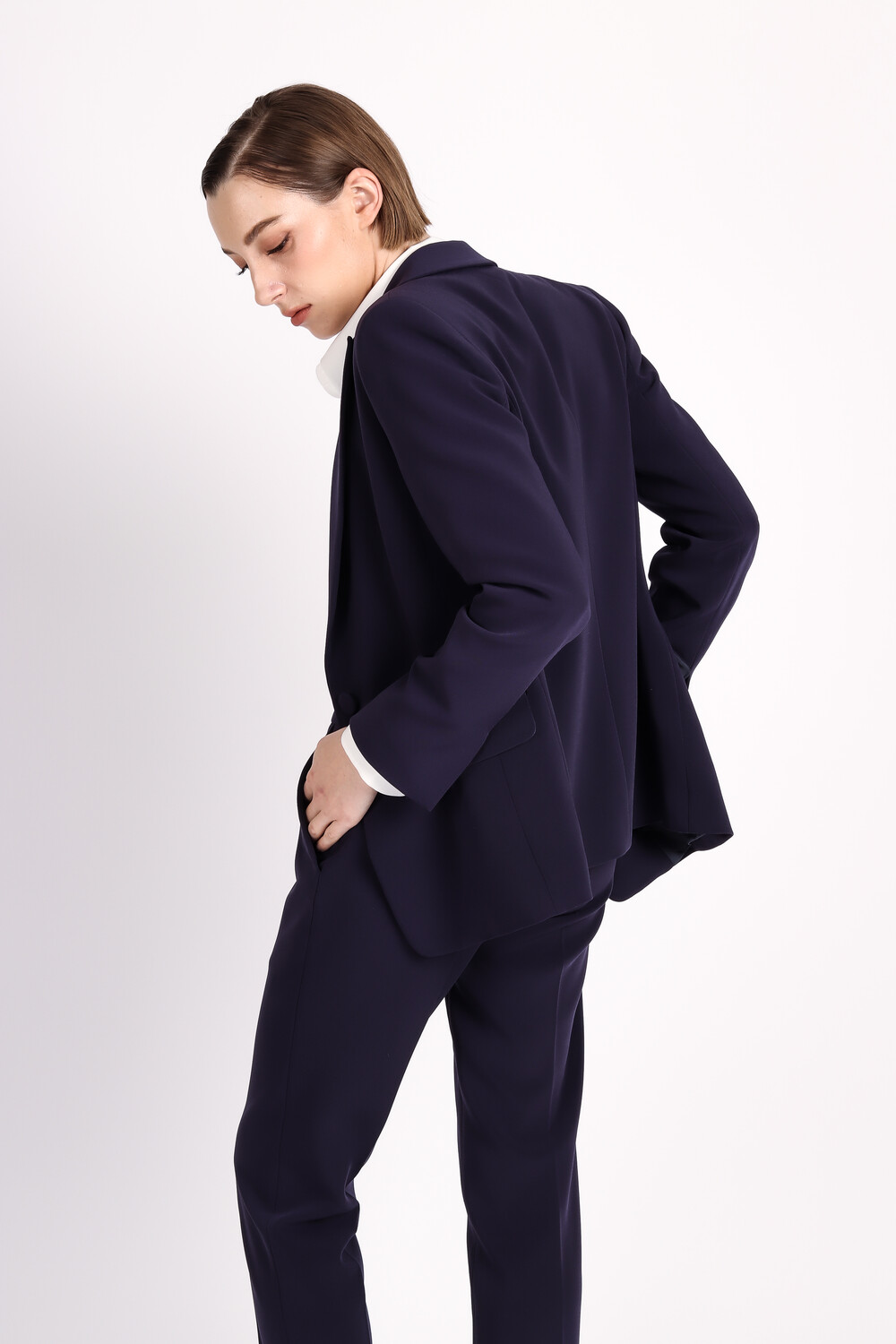 ONE BUTTON SINGLE SUIT-NAVY