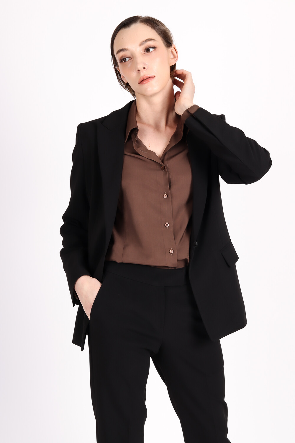 ONE BUTTON SINGLE JACKET-BLACK