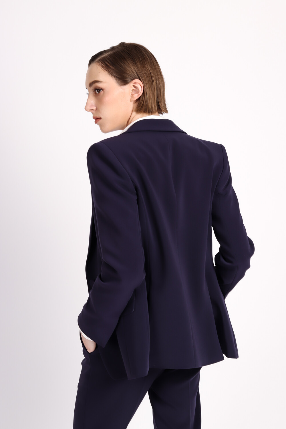 ONE BUTTON SINGLE JACKET-NAVY