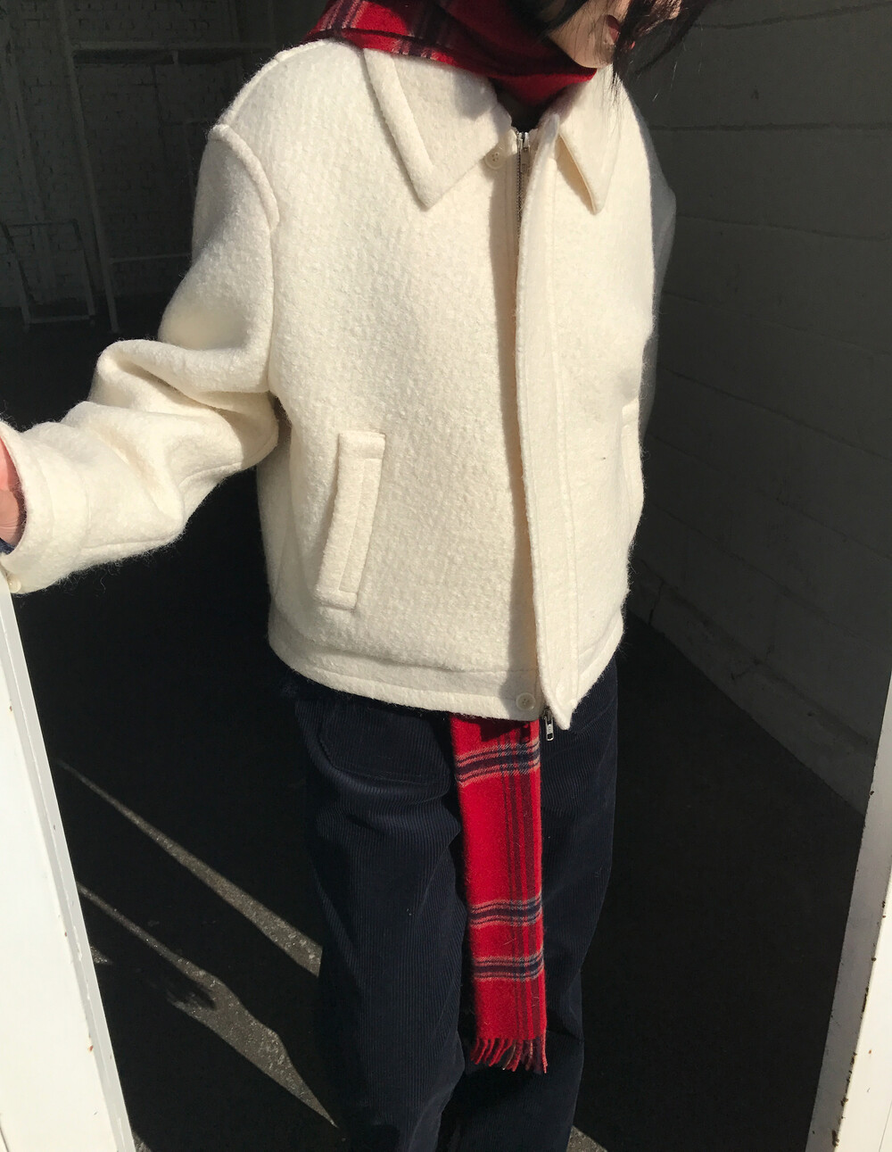 Soboro boucle blouson In Milk white (2c)