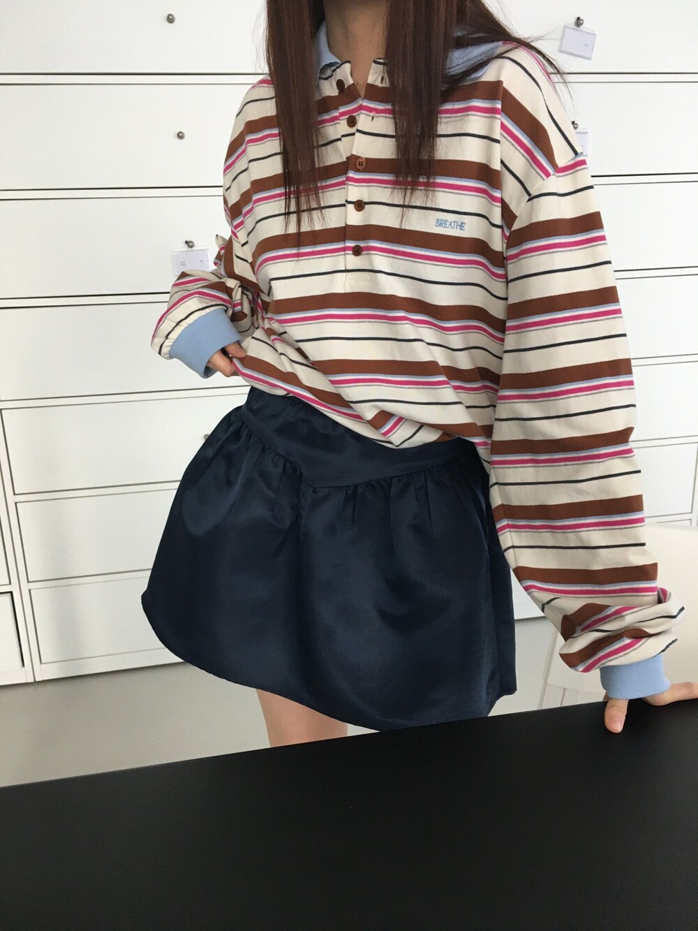 Multi Stripe Pique Tee, Brick (2c)