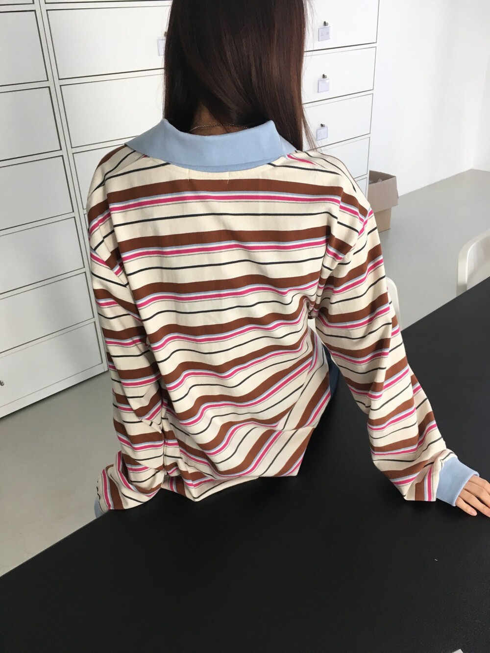 Multi Stripe Pique Tee, Brick (2c)