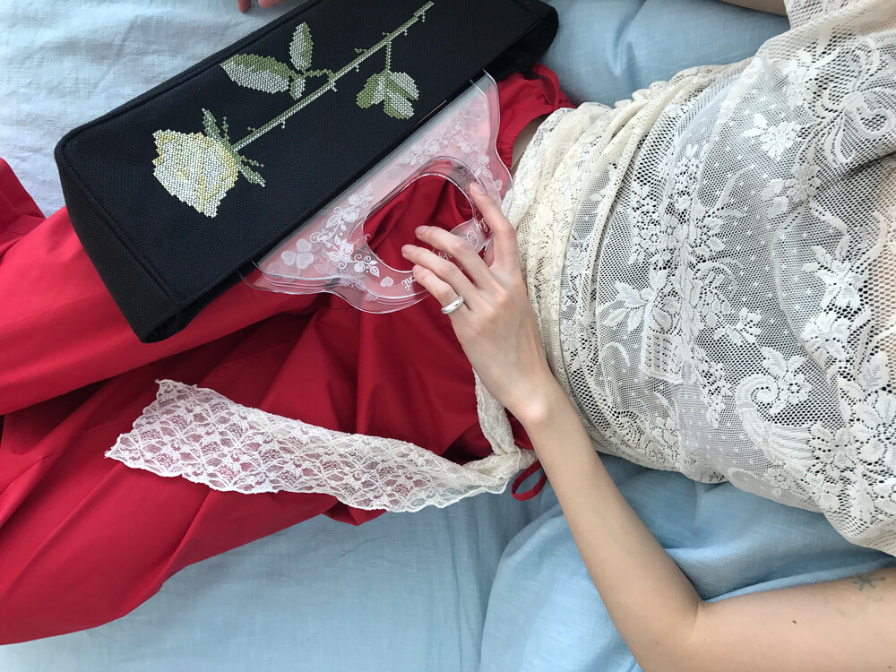 Mesh Flower Top, Cream Beige (2c)