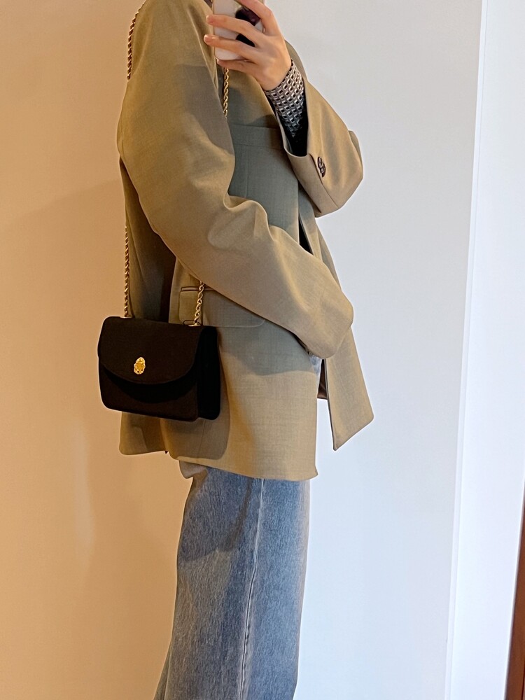 CELINE Emblem Logo Fabric Chain Shoulder Bag