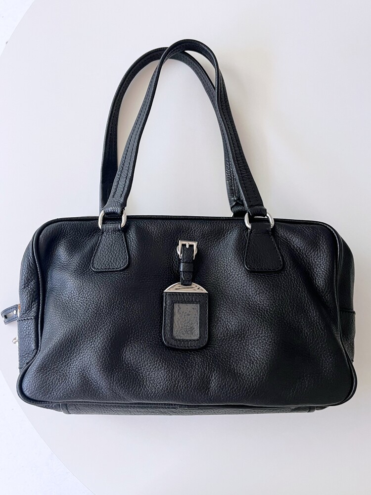 PRADA Logo Leather Box Shoulder Bag