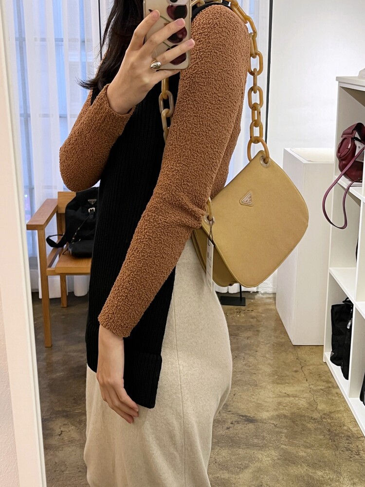 PRADA Tricot Plastic Chain Shoulder Bag