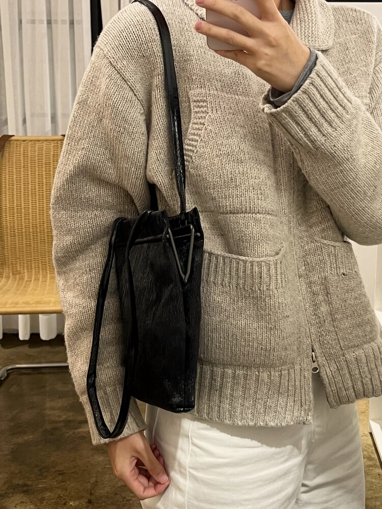 BOTTEGA VENETA Enamel Crease Leather Clasp Bag