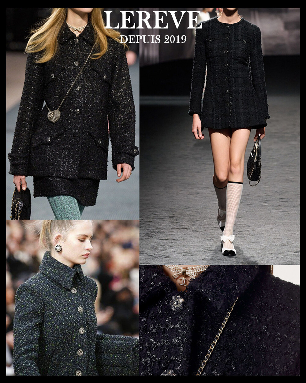 [Limited] Couette Noir Long LINTON Tweeds Jacket