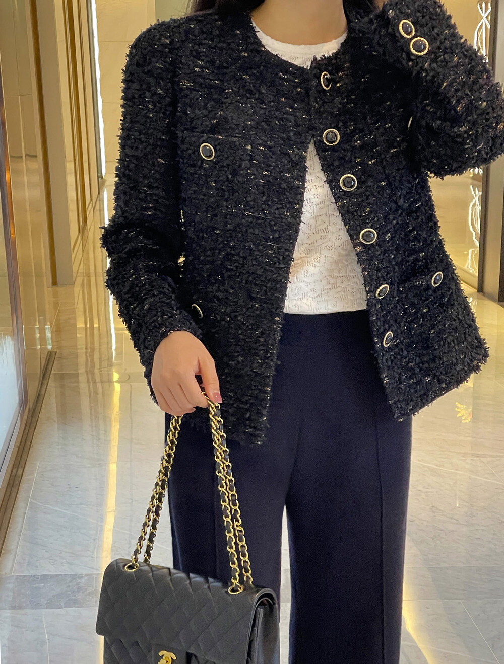 [Limited] Couture noir LINTON Tweeds Jacket (Fabric by England)
