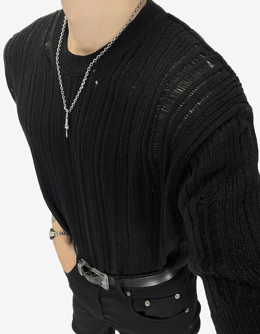 Damaged knit short sleeve