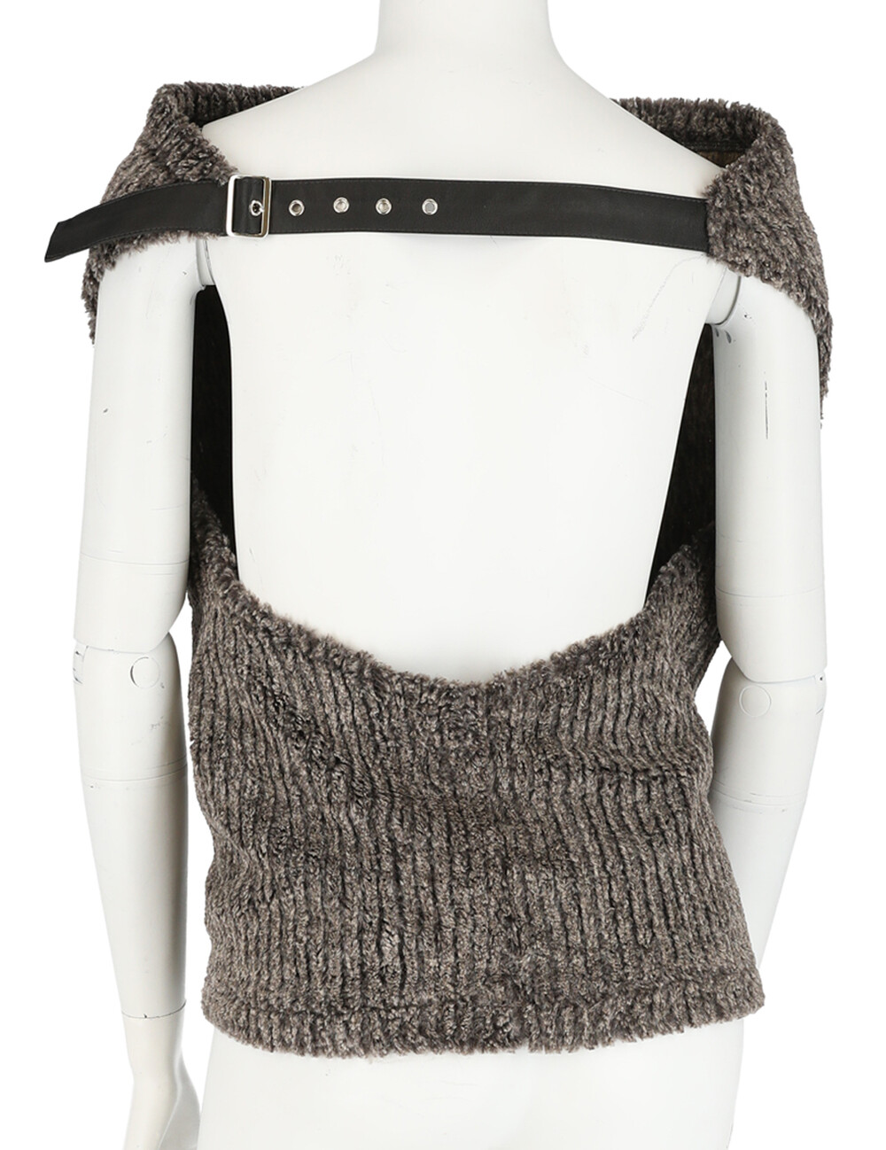 KNITTED FAUX FUR APRON TOP