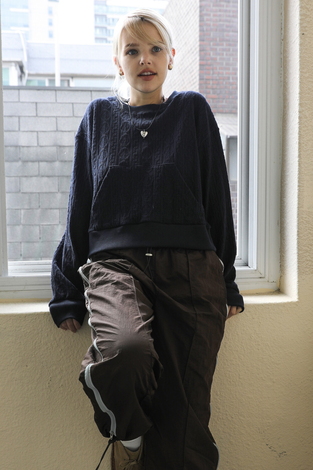 knit sweatshirts, navy