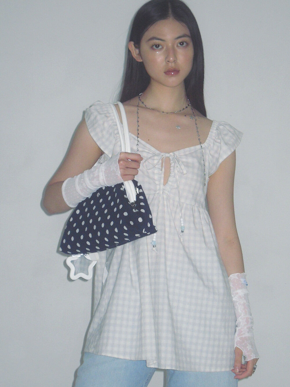 Dot Cozy Dumpling Bag Navy