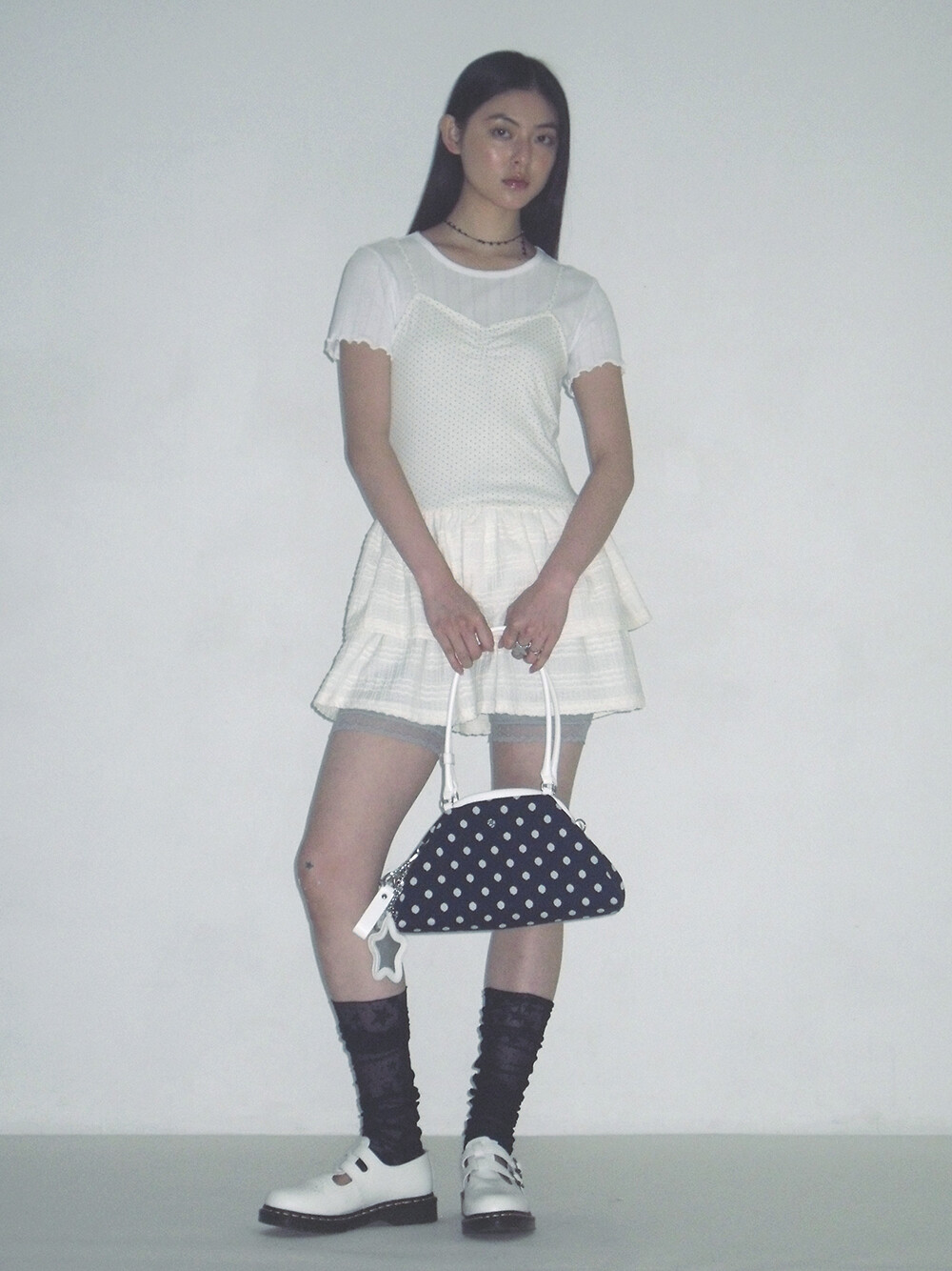 Dot Cozy Dumpling Bag Navy