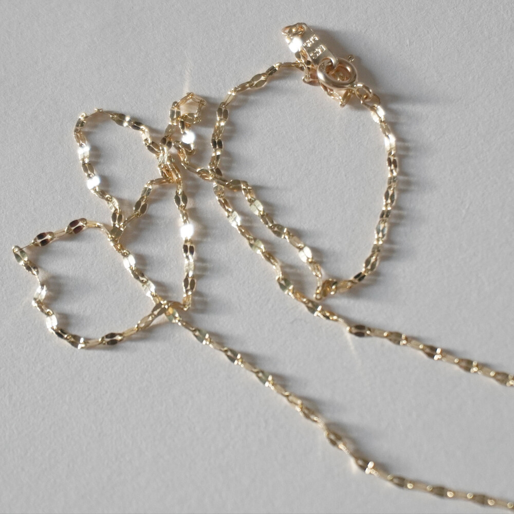 14k gold cube chain necklace