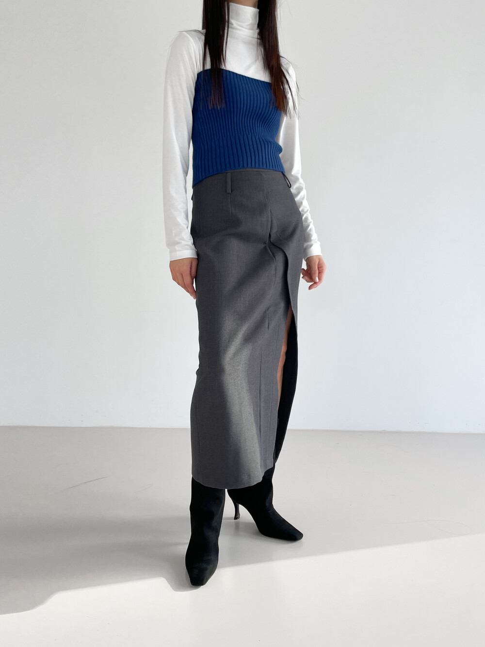 SOLID SLIT SKIRT (2COLOR)