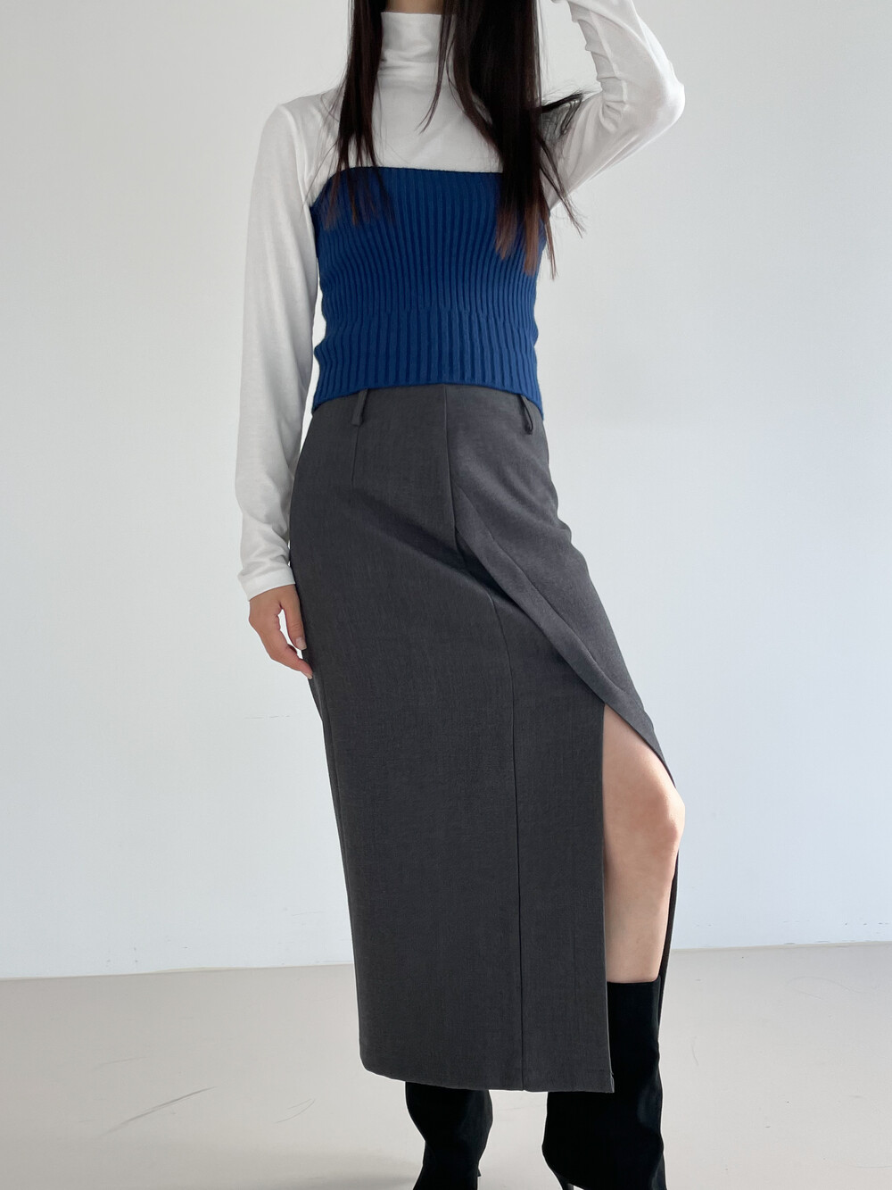 SOLID SLIT SKIRT (2COLOR)