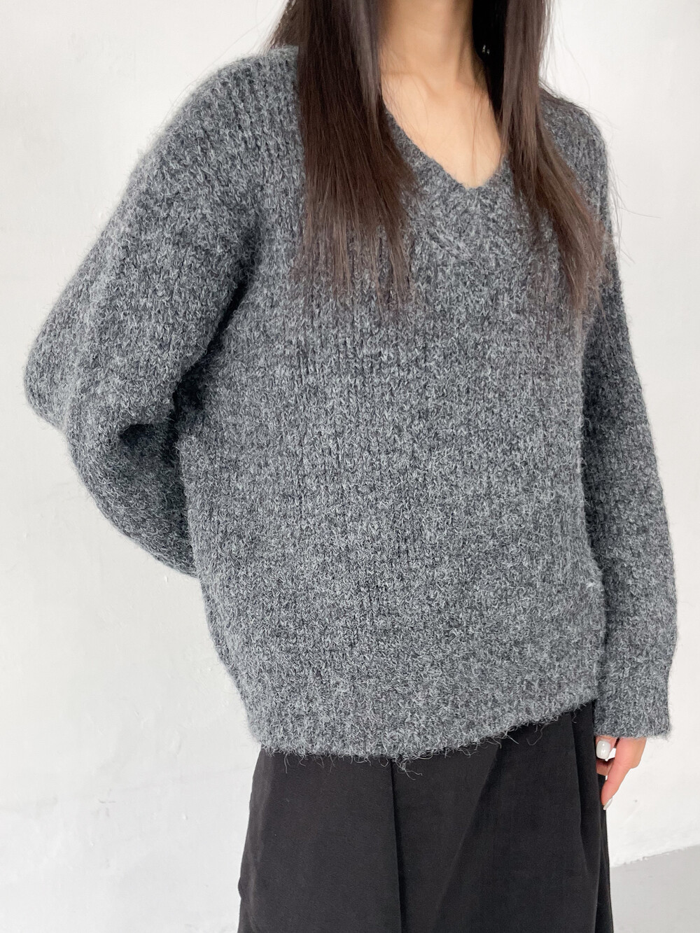ALPAKA V-NECK KNIT (3COLOR)