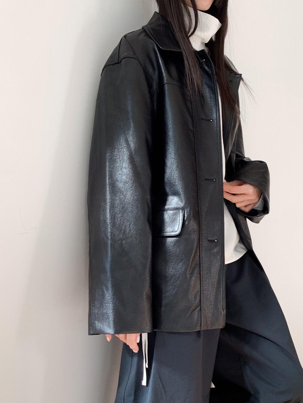 CK HALF LEATHER JACKET (2COLOR)