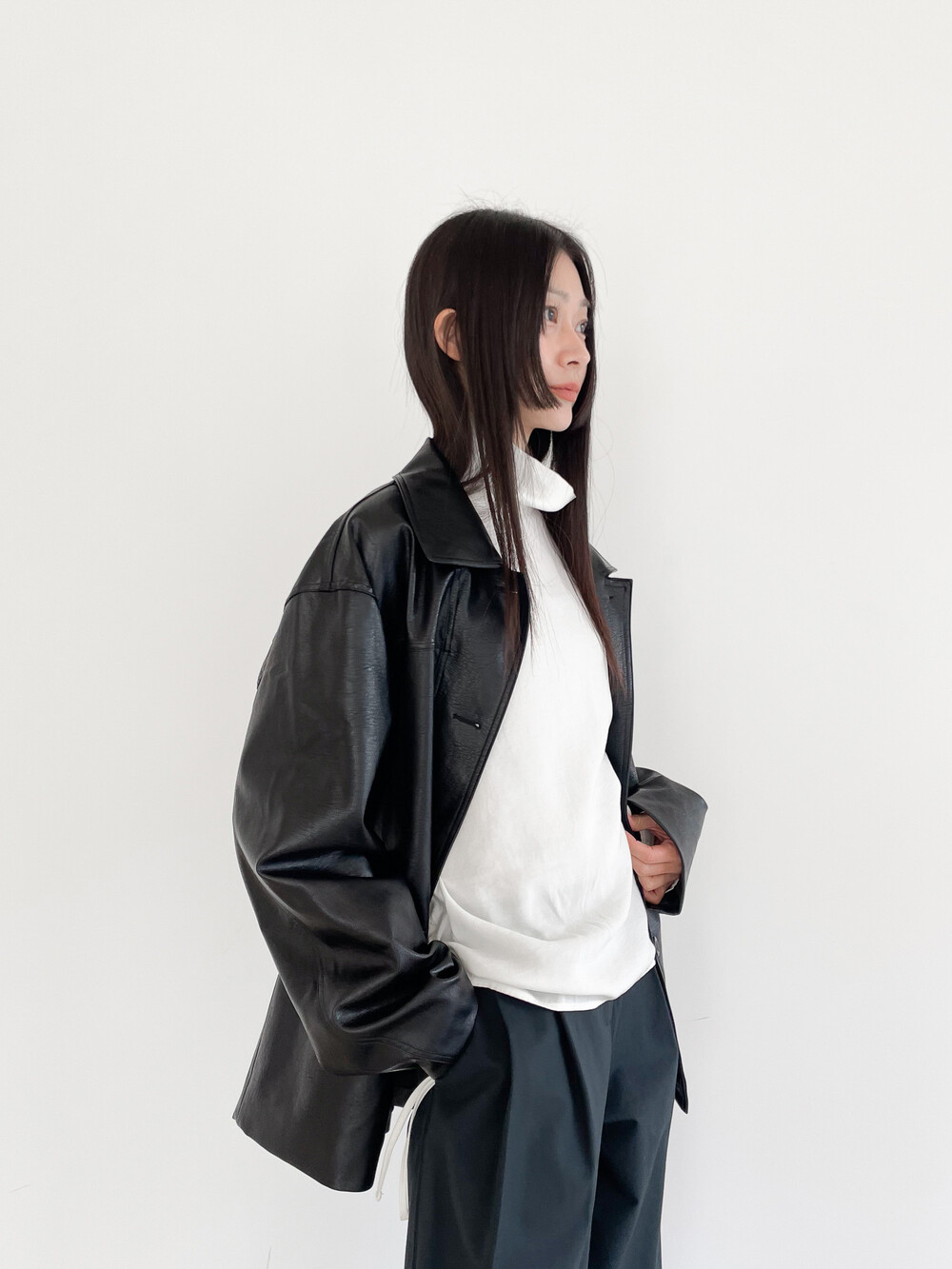 CK HALF LEATHER JACKET (2COLOR)