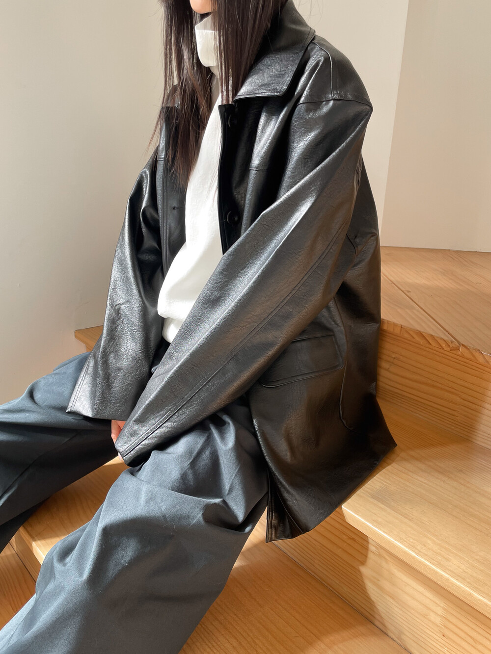 CK HALF LEATHER JACKET (2COLOR)