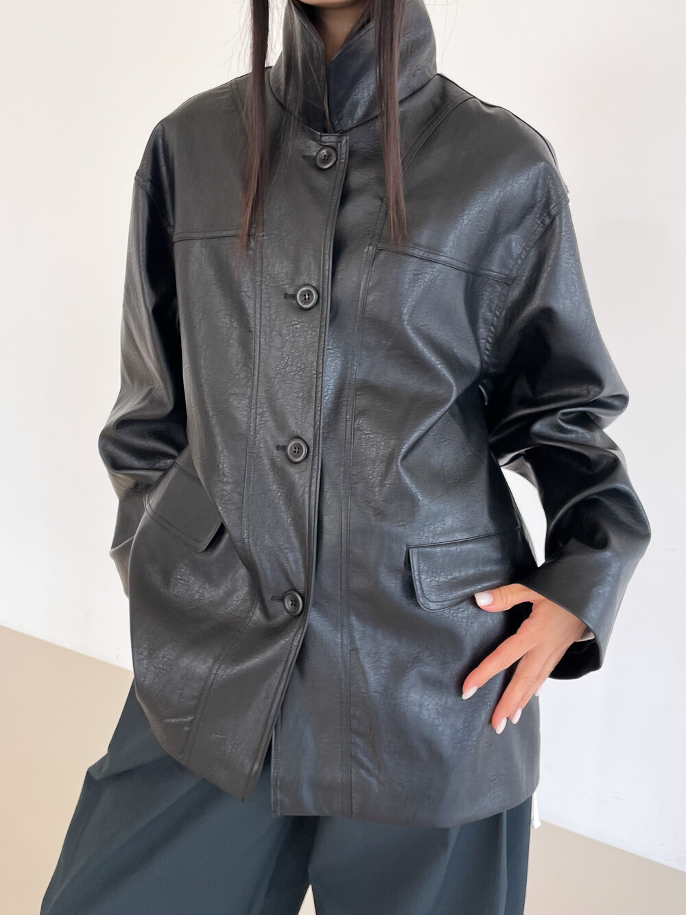 CK HALF LEATHER JACKET (2COLOR)