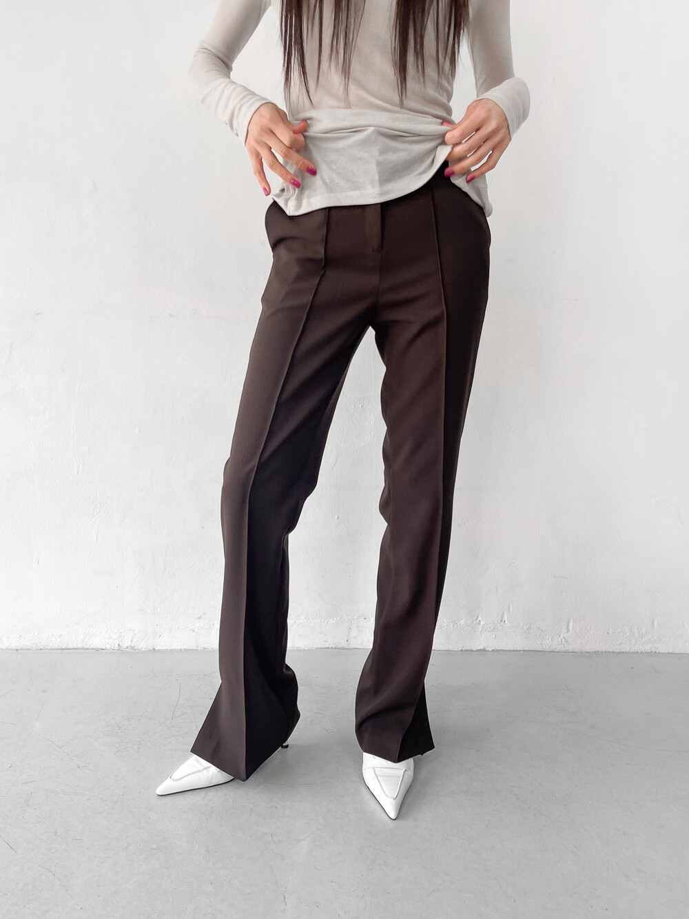 PRAHA BOOT CUT SLACKS (2COLOR)