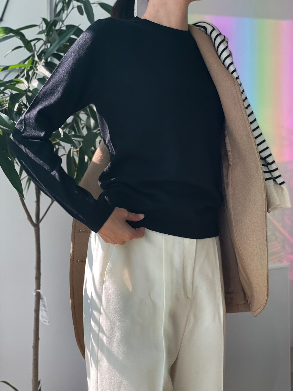 Cashmere100 spring cashmere knit top