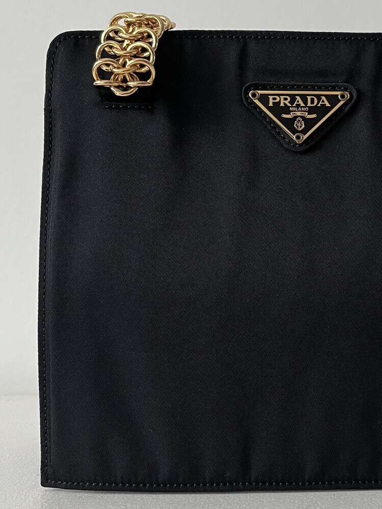 PRADA gold chain tote bag