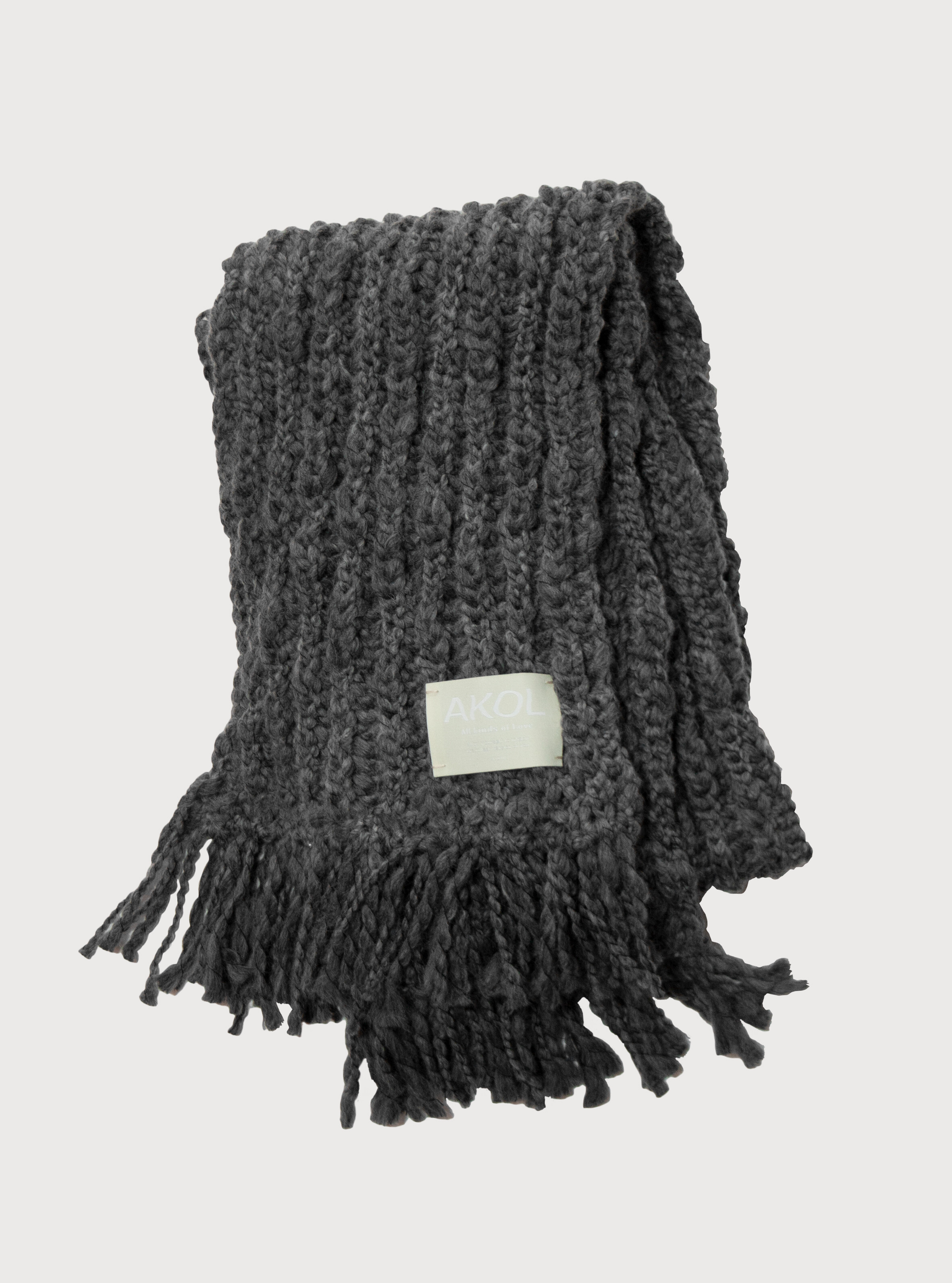 *ORDER-MADE* Chunky Hand-Knitted Wool Muffler - gray