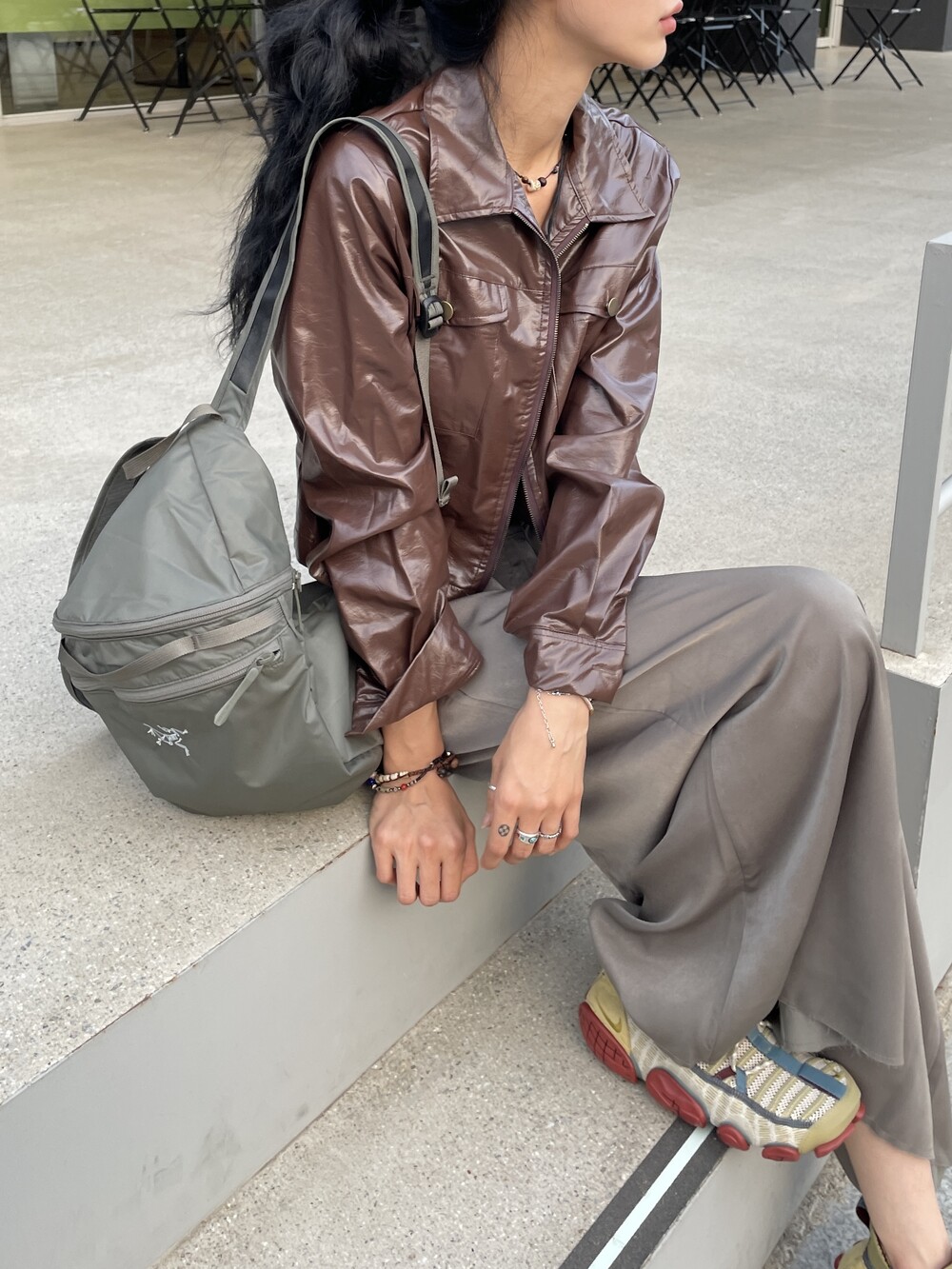 coating two way jacket (brown/black)