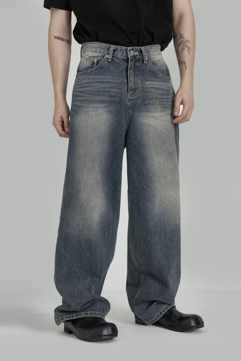 Gray-blue denim jeans