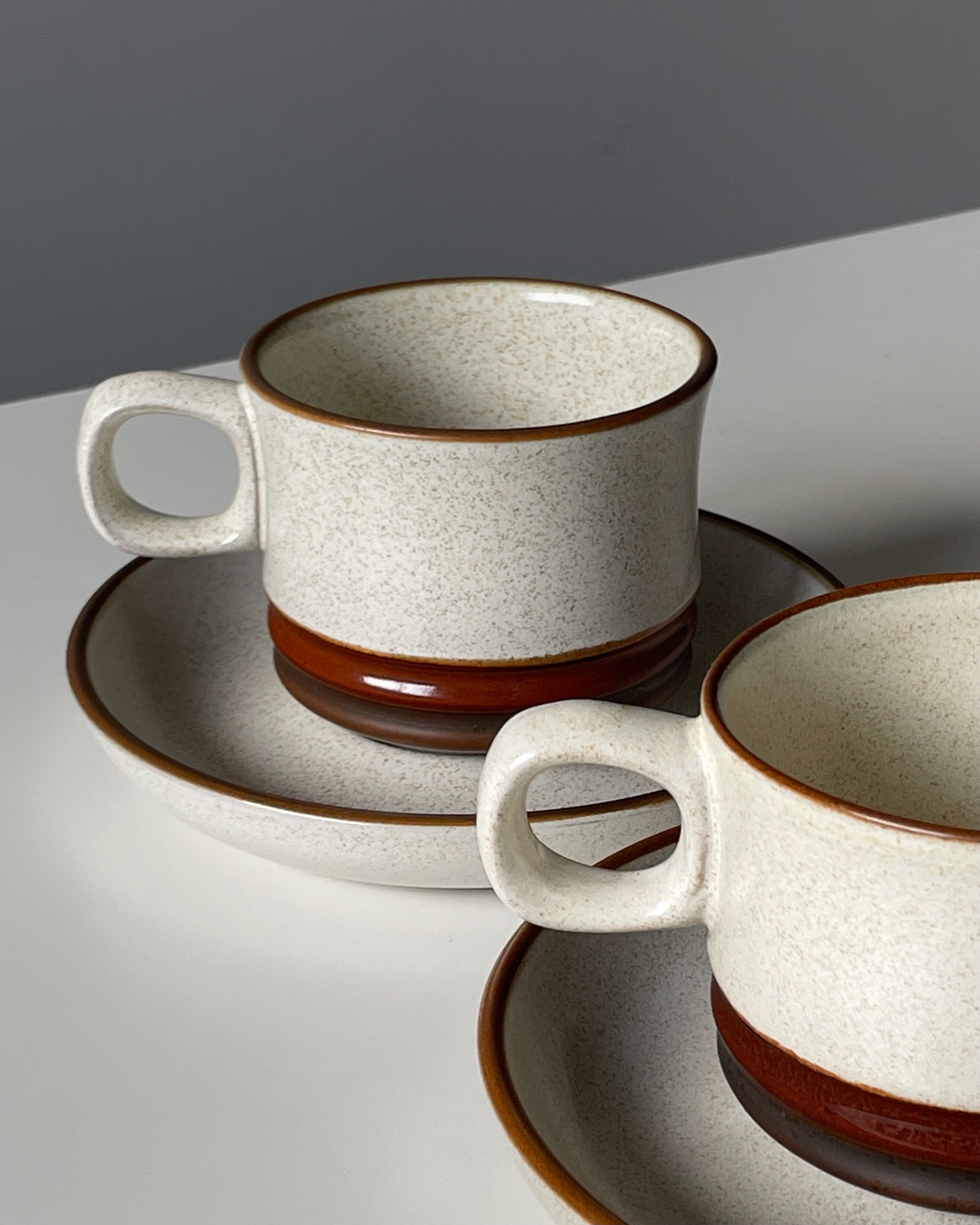 Vintage DENBY Potters Wheel Pattern Coffee Cup & Saucer Set