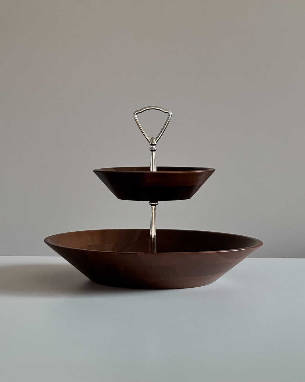 60s DIVERSIFIED INDUSTRIES Wooden 2 Tier Bowl Tray