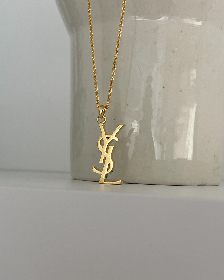 YSL logo gold necklace