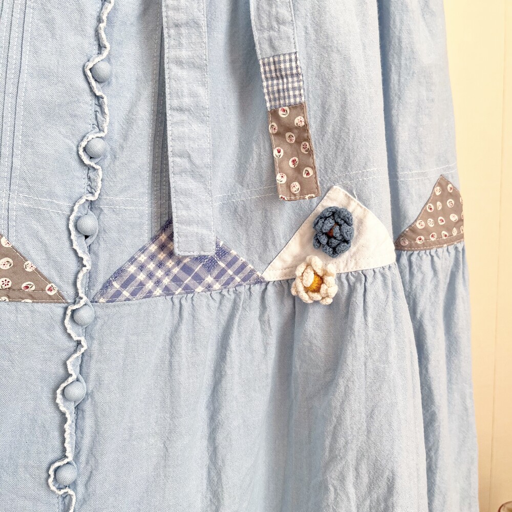 light denim pintuck&patch romantic sk