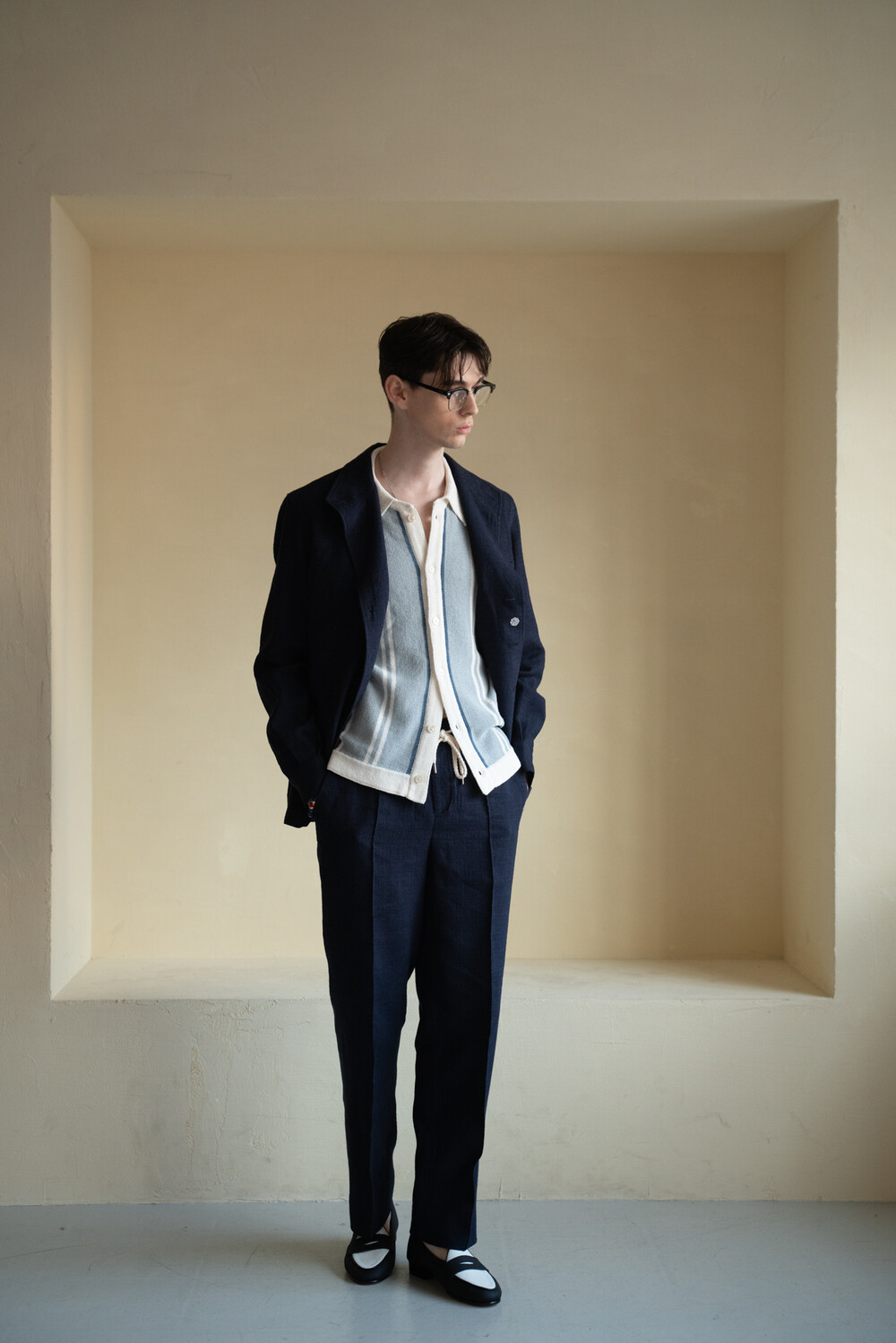 Pino linen teba jacket (Navy)