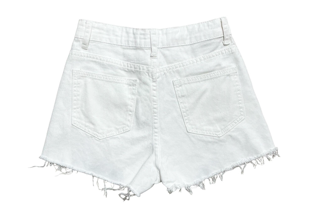 WHITE DAMAGED SHORTS
