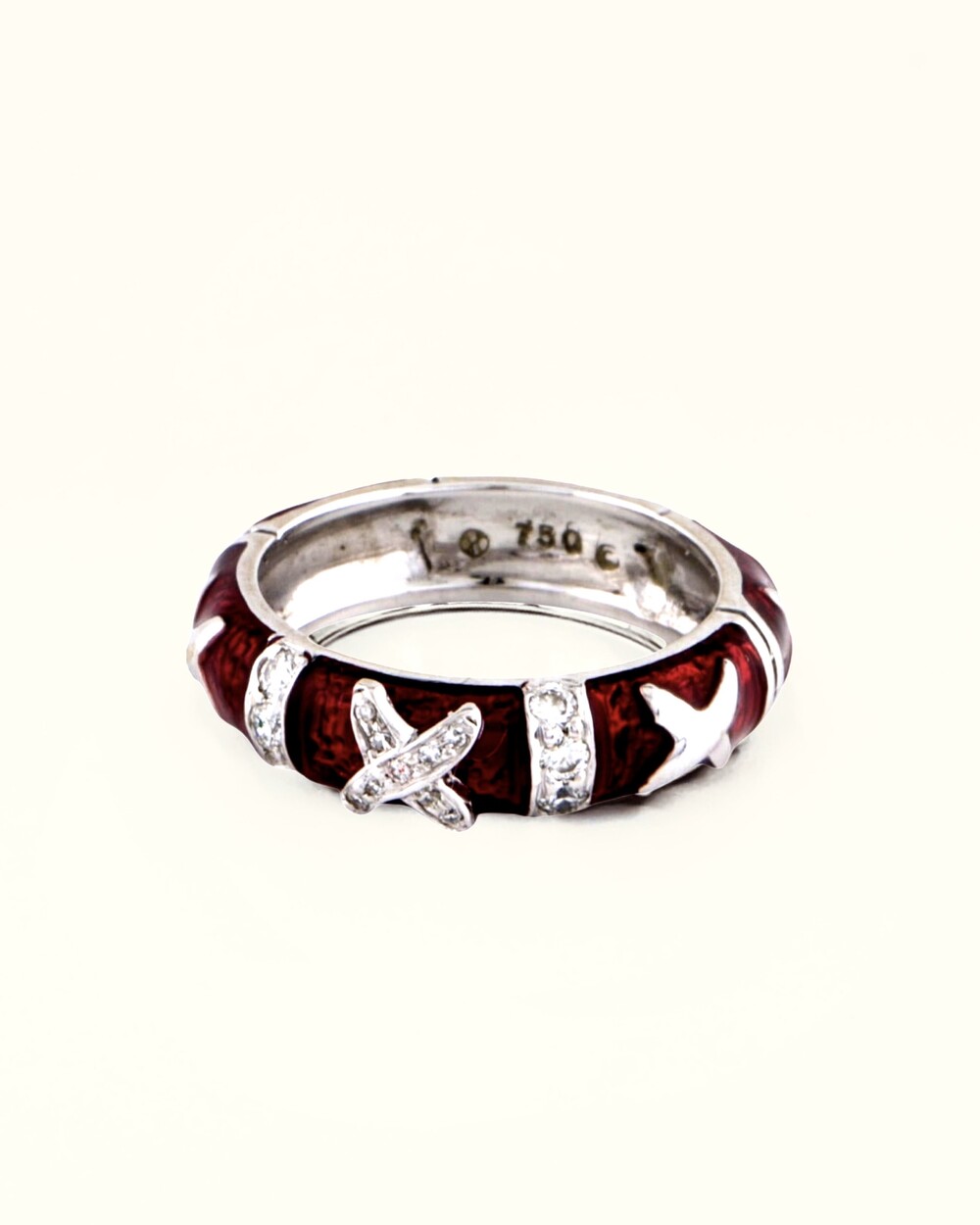 HIDALGO red enamel diamond x ring