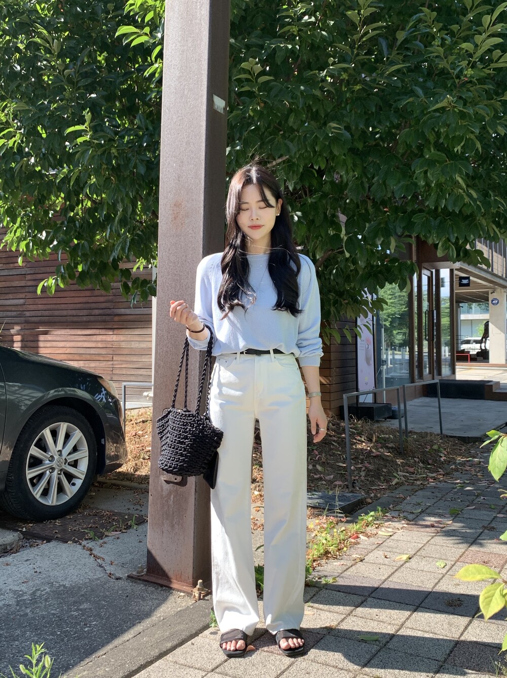 TRUE IVORY STRAIGHT COTTON PANTS