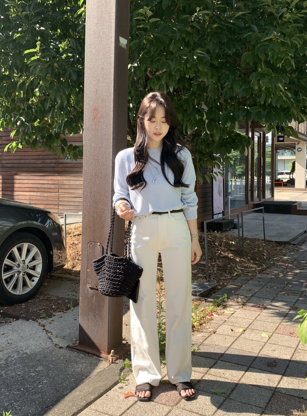 TRUE IVORY STRAIGHT COTTON PANTS