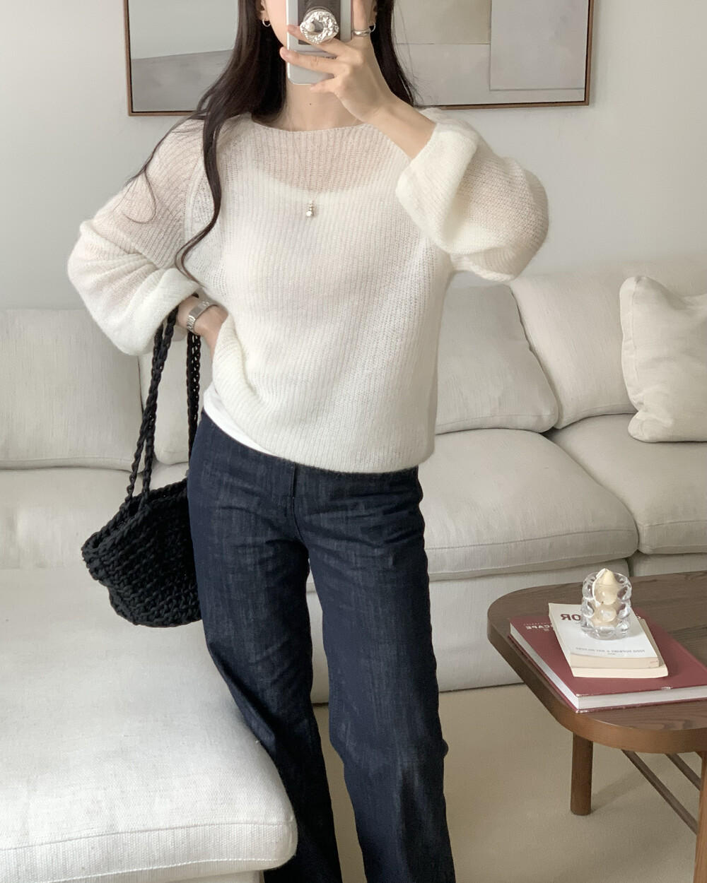 [바로배송] SPRING SEETHROUGH BOATNECK KNIT