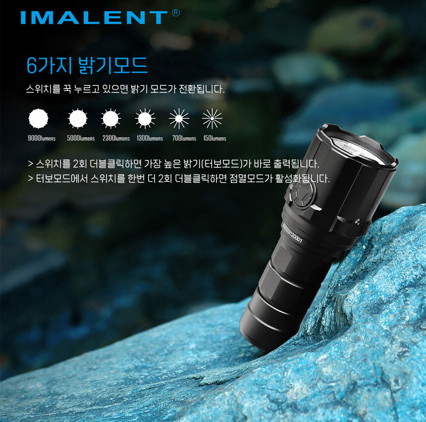 IMALENT R30C 고성능 써치라이트 9000루멘 휴대용 미니 랜턴